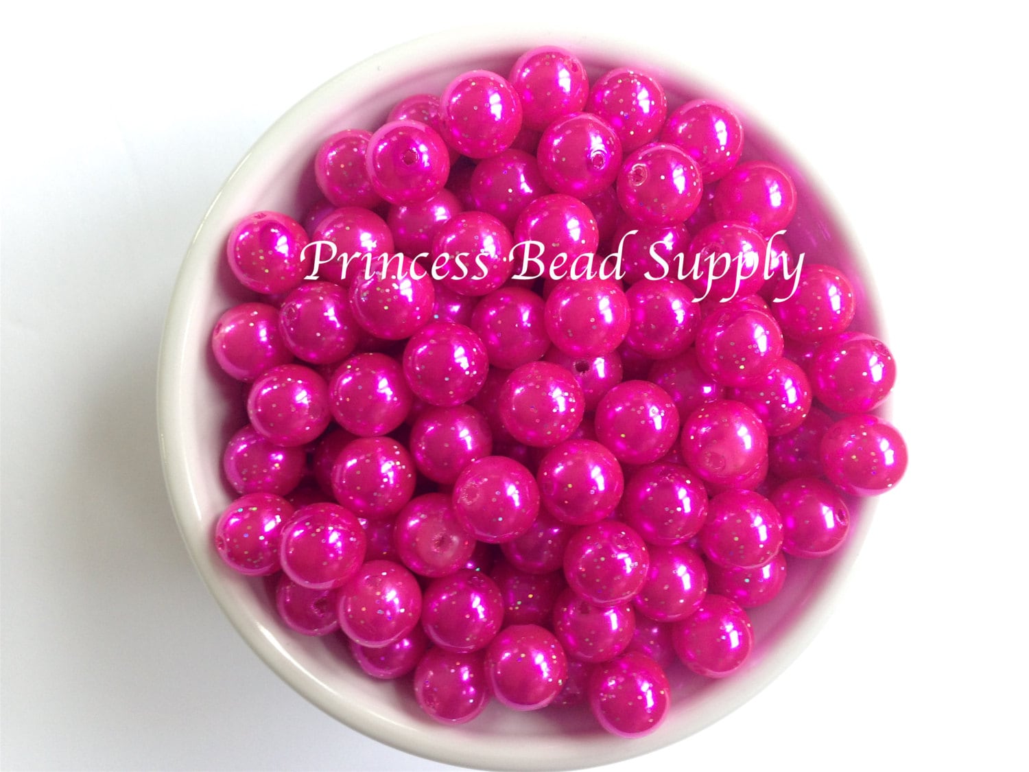 12mm Hot Pink Glitter Pearl Beads Set of 20 or 50 Hot Pink | Etsy