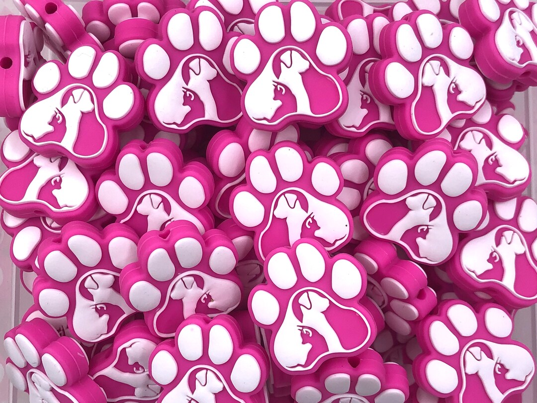 Pink Dog & Cat Paw Print Silicone Focal Beads - Etsy