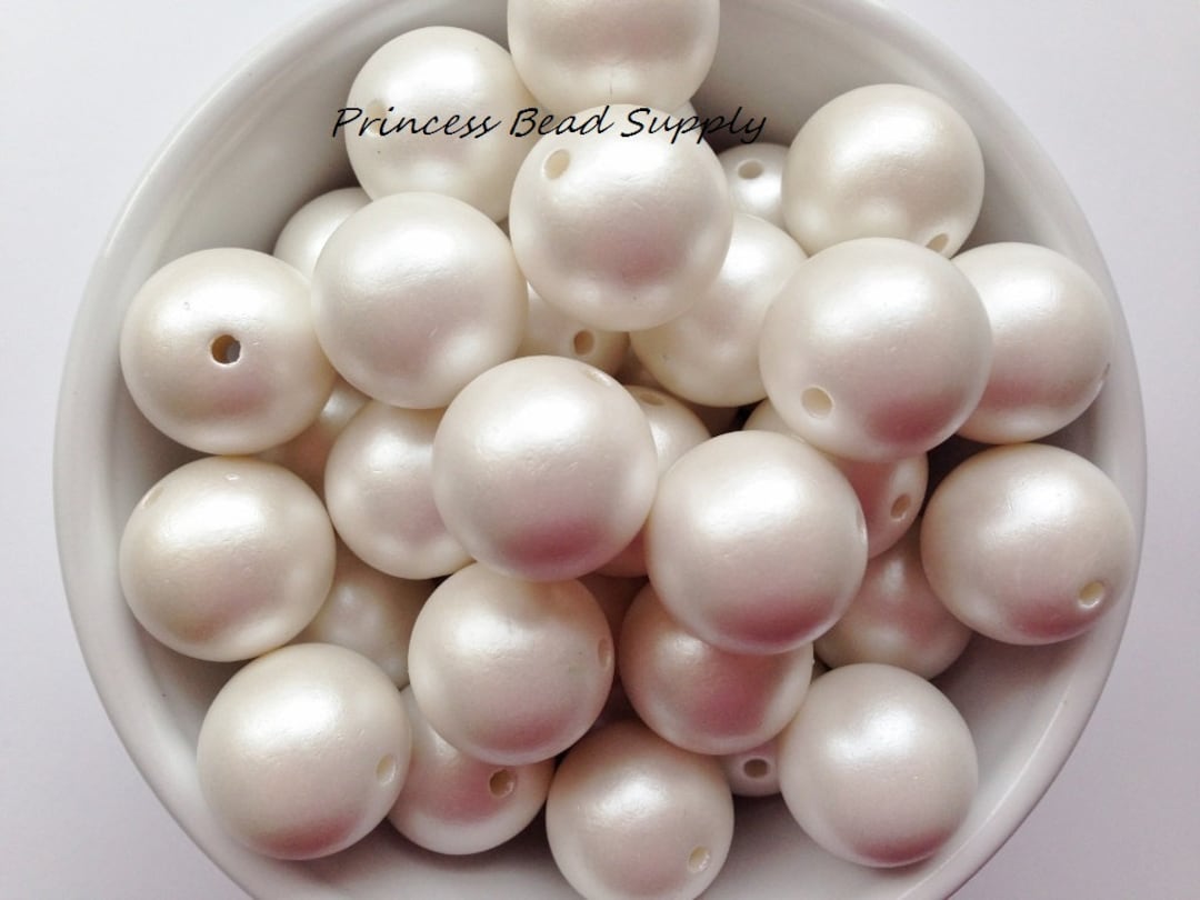 20mm White Matte Pearl Chunky Acrylic Beads - Etsy