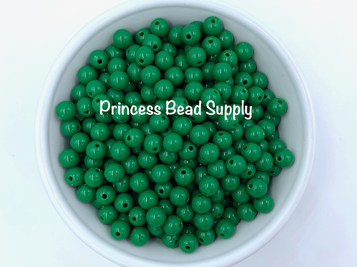 8mm Dark Green Solid Beads, Green Mini Chunky Beads, Small Beads, Mini ...