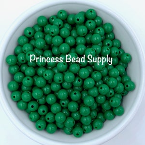 8mm Dark Green Solid Beads, Green Mini Chunky Beads, Small Beads, Mini ...