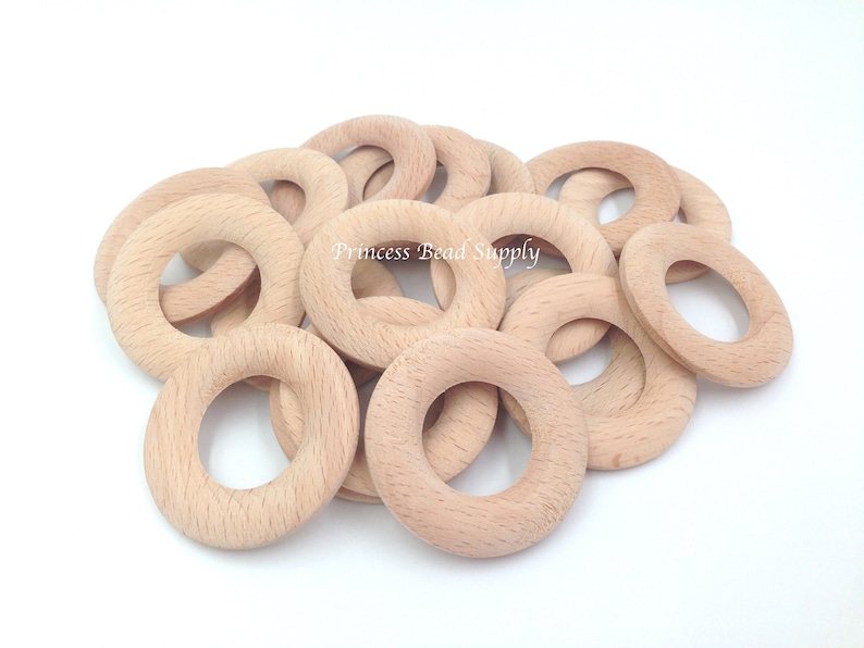 43mm Natural Beech Wood Flat Rings, Natural Unfinished Wood Rings ...