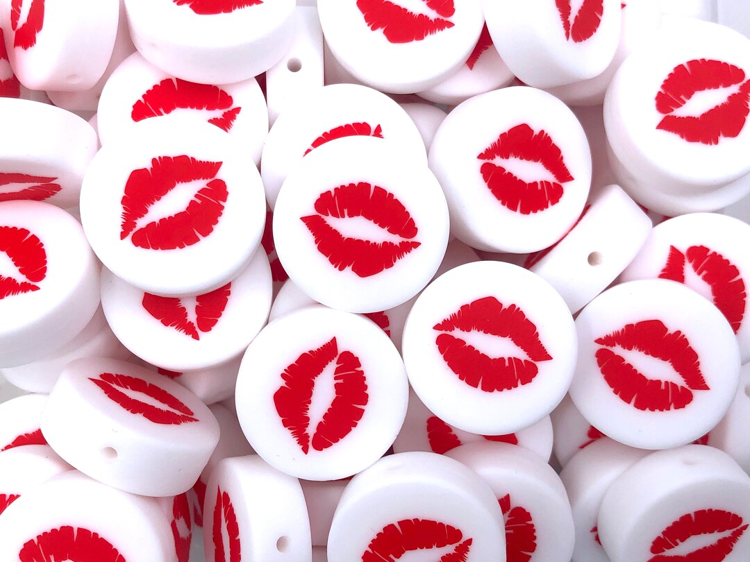 Red Lips Silicone Round Focal Beads, Red Lip Silicone Focal Beads ...