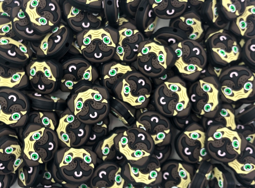 Pug Dog Face Silicone Focal Beads, Pug Dog Silicone Focal Beads ...