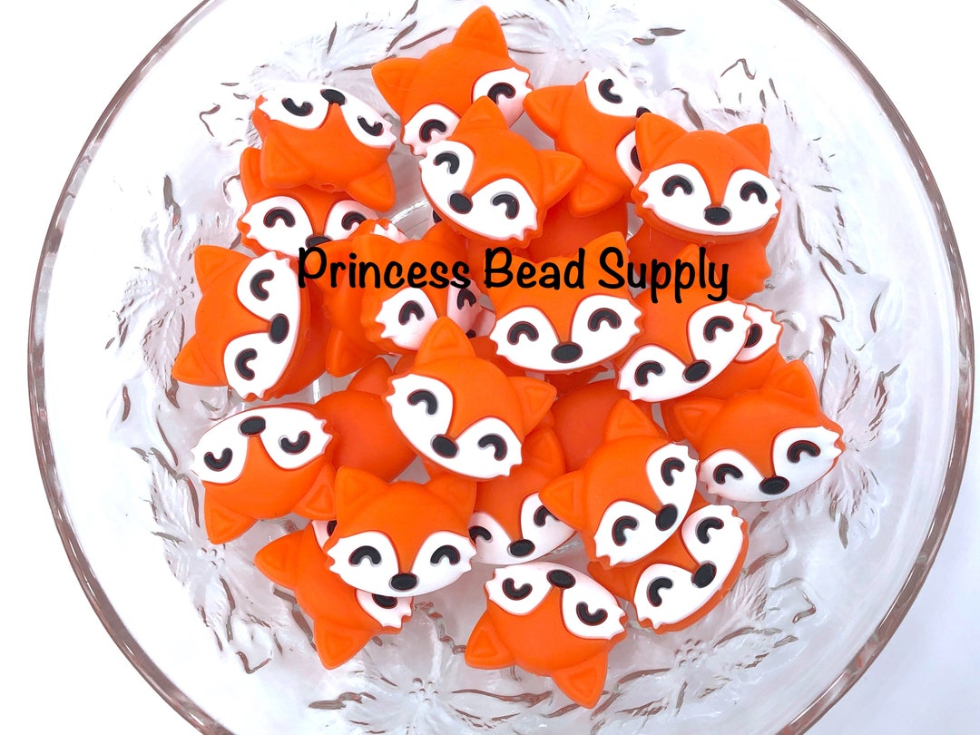 Fox Silicone Focal Beads, Orange Fox Shaped Silicone Beads Beads ...