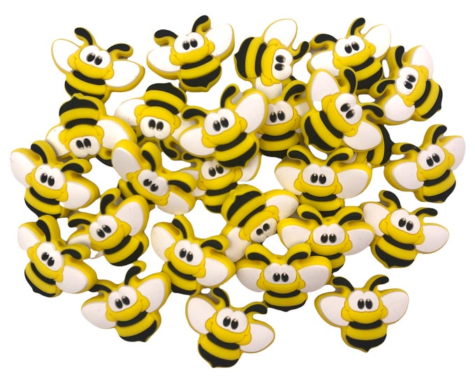 Yellow Bumble Bee Silicone Focal Beads, Honeybee Silicone Beads ...