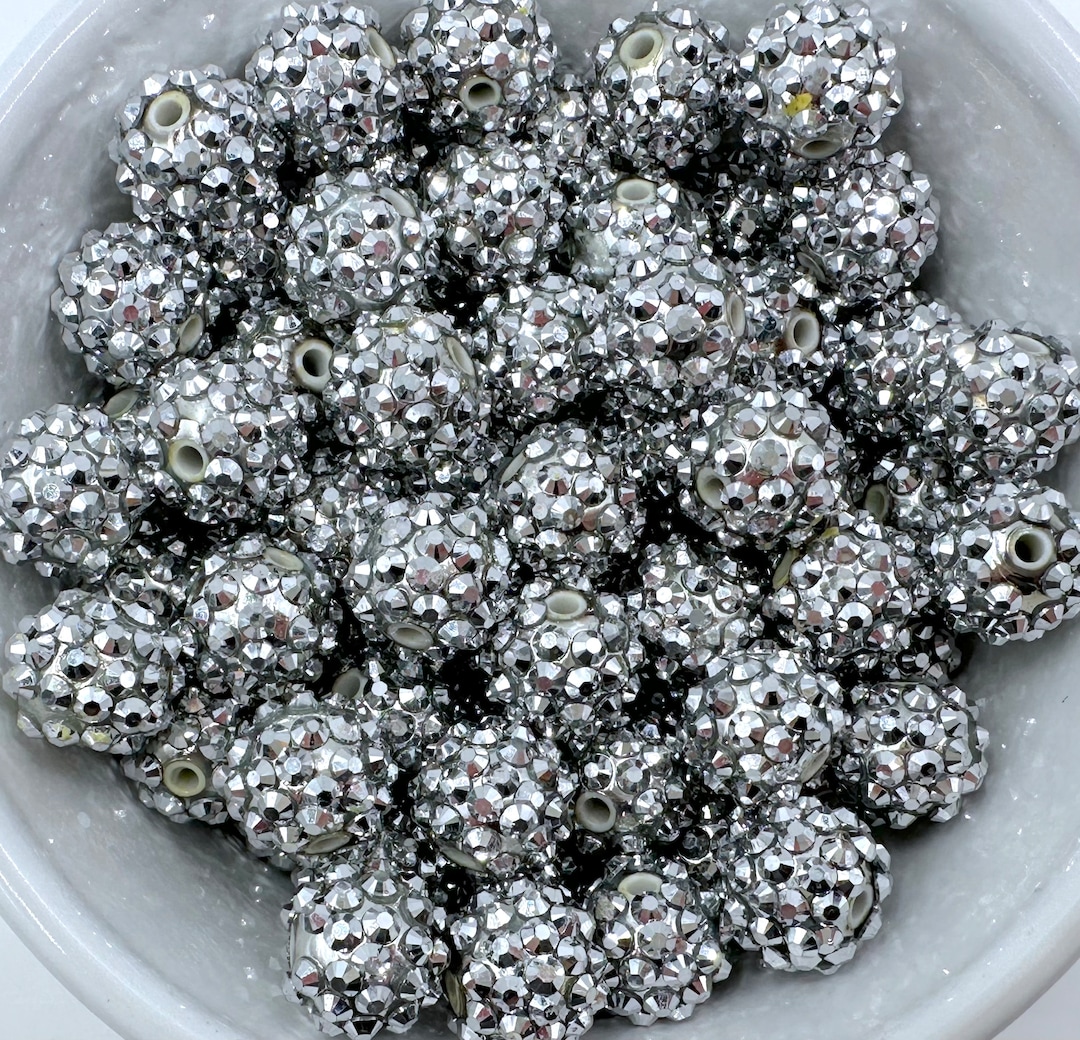 14mm Silver AB Rhinestone Beads, 14mm Rhinestone Beads, Acrylic Beads ...