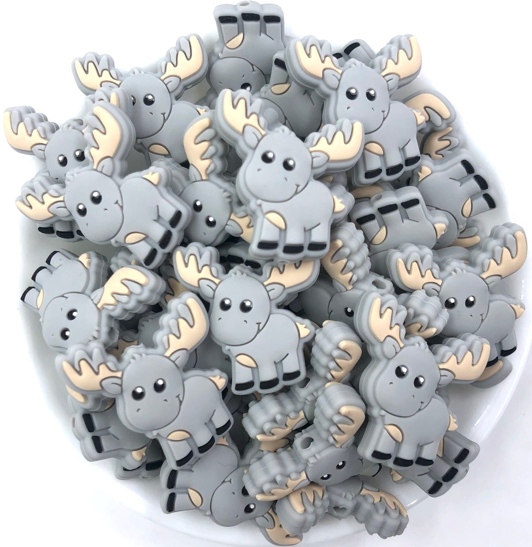 Light Gray Moose Silicone Focal Beads, Moose Silicone Beads, Shaped ...