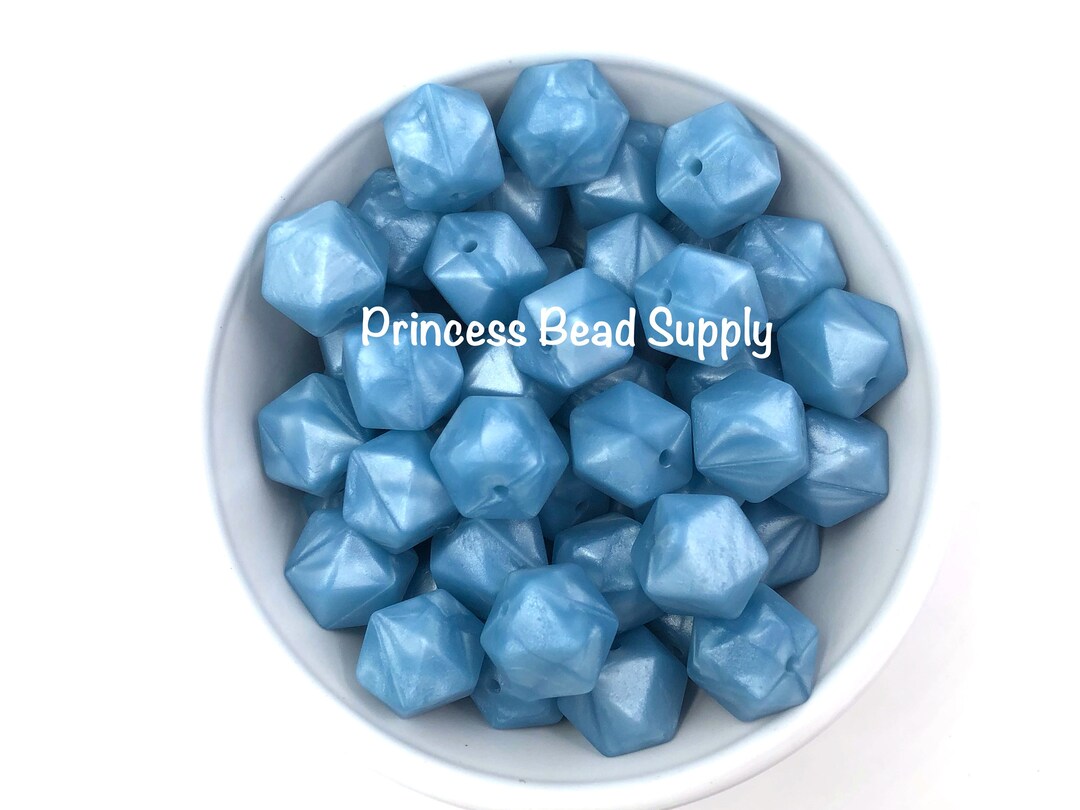 14mm Metallic Powder Blue Mini Hexagon Silicone Beads, Mini Hexagon ...