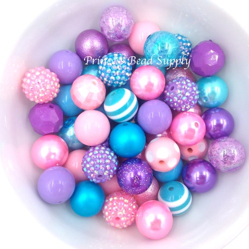 50 or 100 20mm Chunky Bulk Bead Pink Turquoise and Purple - Etsy