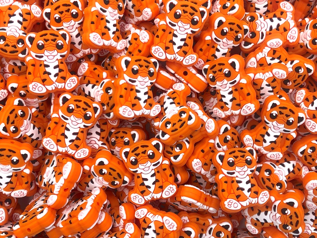 Orange Tiger Silicone Beads, Tiger Shaped Silicone Beads Beads ...