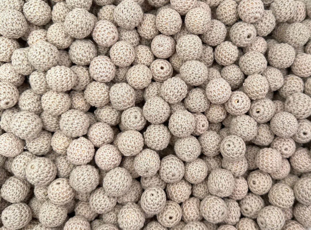 Oatmeal Crochet Wood Beads, 20mm Crochet Beads, Oatmeal Crochet Beads, Natural Unfinished Wood ...