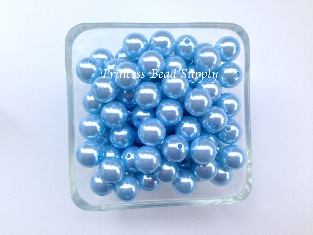12mm Light Blue Pearl Beads, Pastel Blue Pearls, Light Blue Pearl Beads ...