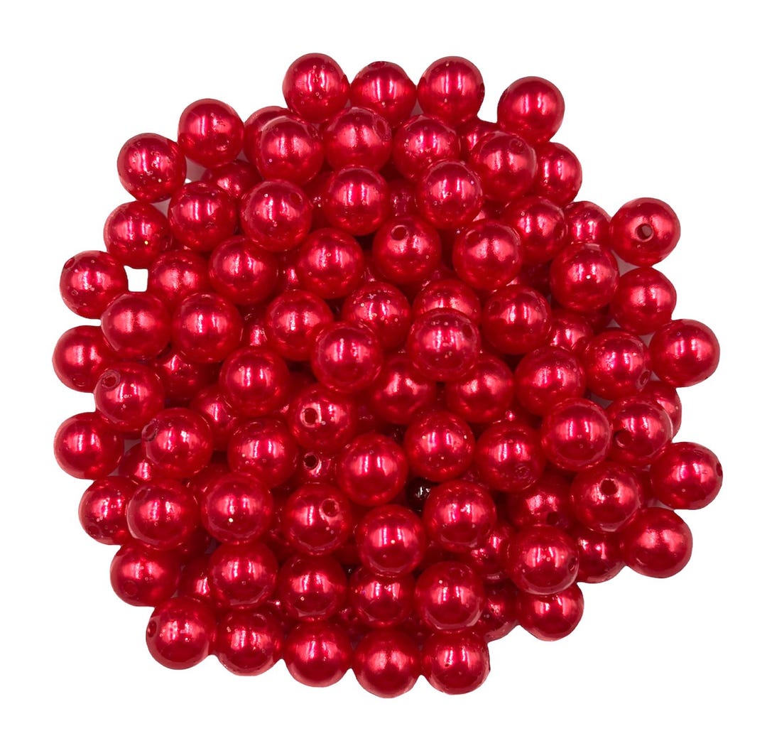 12mm Red Glitter Pearl Acrylic Beads - Etsy