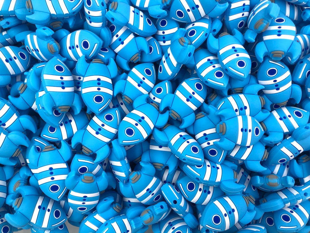 Sky Blue Rocket Silicone Focal Beads, Rocket Shaped Silicone Beads ...