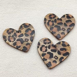 Brown Leopard Acrylic Heart Charm - Etsy