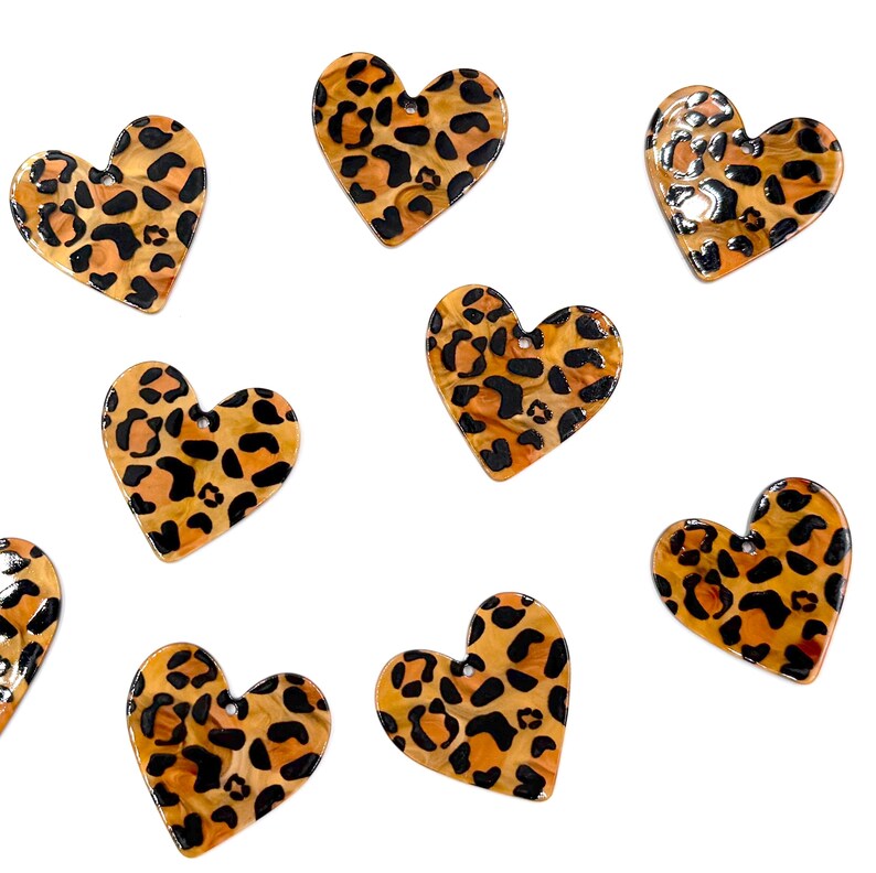 Brown Leopard Acrylic Heart Charm - Etsy