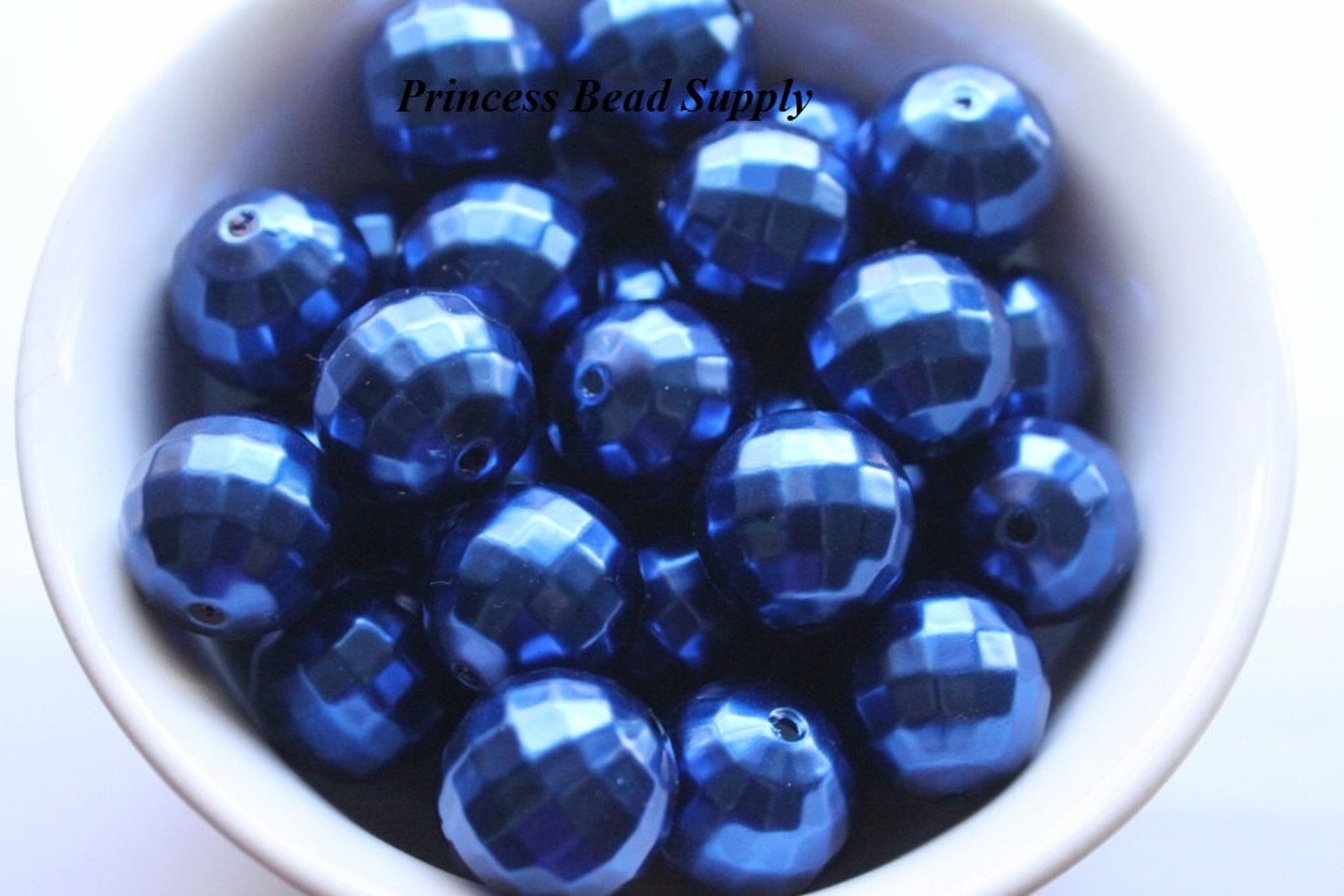 20mm Faceted Royal Blue Pearl Chunky Beads Set of 10 Bubble - Etsy