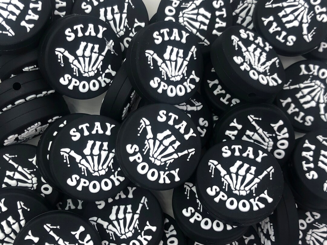 White stay Spooky Silicone Focal Beads, Halloween Silicone Focal Beads ...