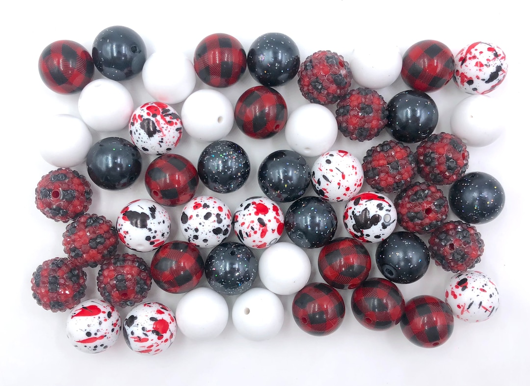 Buffalo Plaid Chunky Bead Mix, Set of 24 Chunky Beads, Bead Mix ...