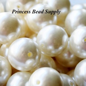 20mm Ivory Pearl Chunky Beads Set of 10, Acrylic Beads - Etsy