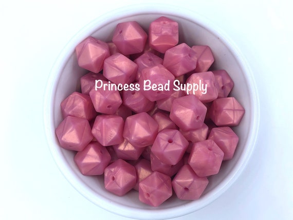 14mm Metallic Rose Mini Hexagon Silicone Beads Mini Rose - Etsy