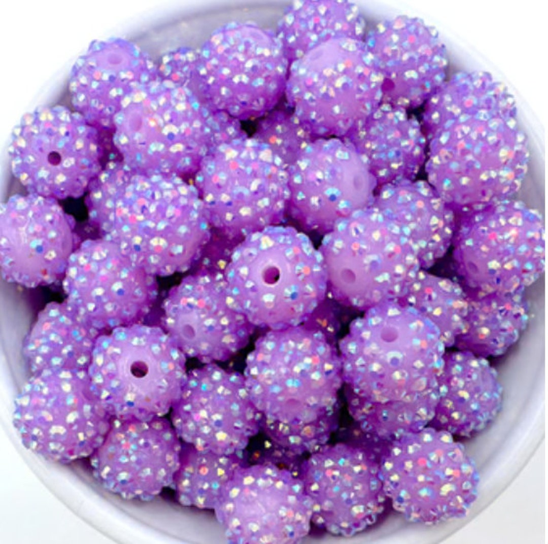 14mm Light Purple AB Rhinestone Beads, 14mm Rhinestone Beads, Acrylic ...