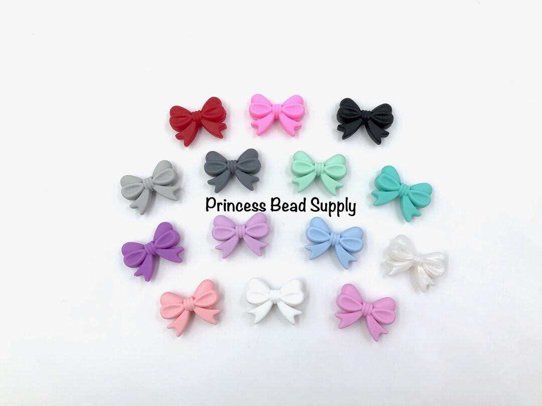 Silicone Bow Focal Beads, Bow Beads, Shaped Silicone Beads, Silicone ...