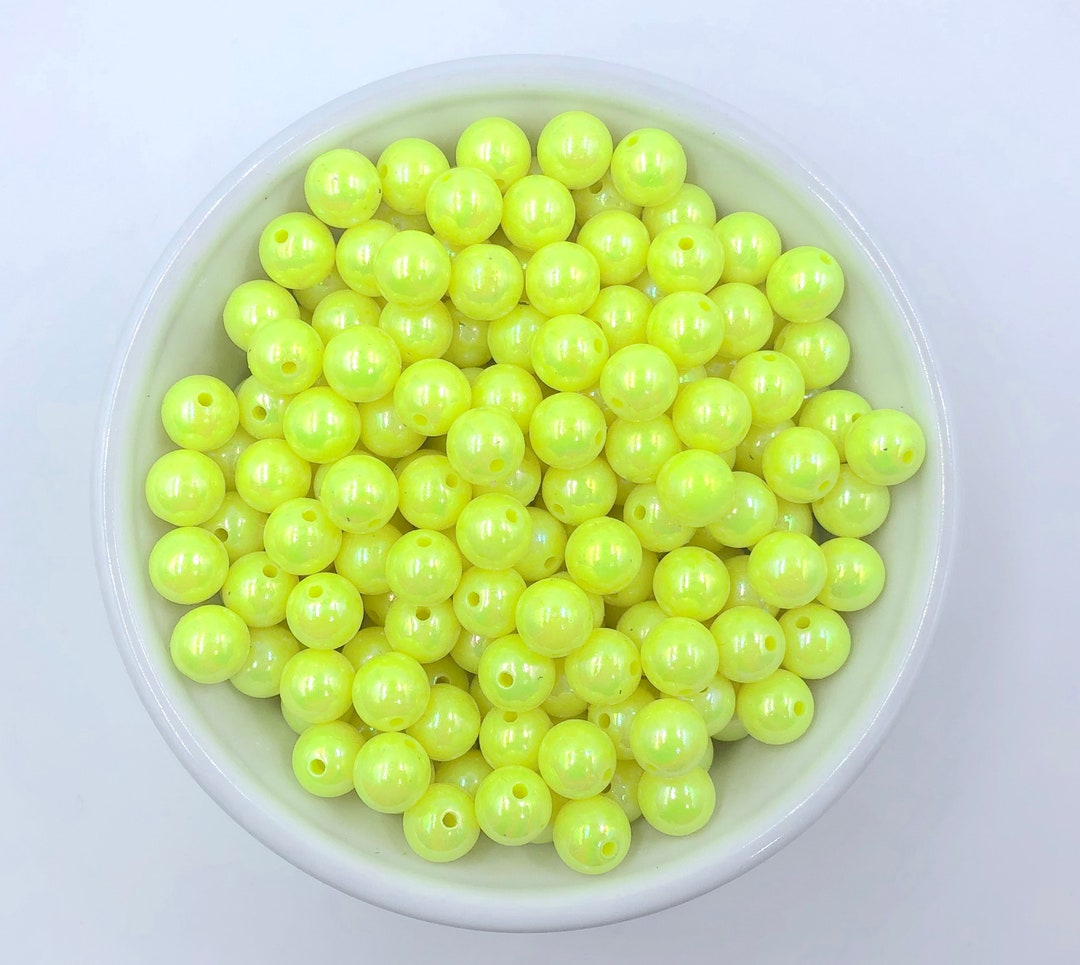 10mm Bright Yellow AB Solid Acrylic Beads - Etsy