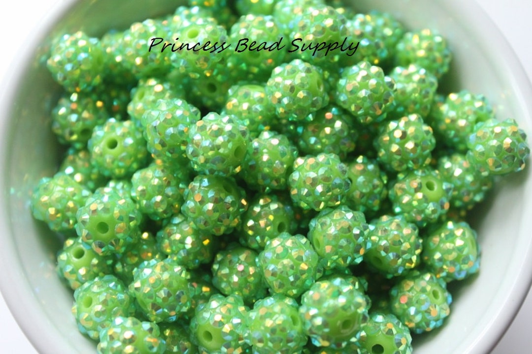 12mm Lime Green Rhinestone Beads Set of 10, 20 or 50, 12mm Rhinestone ...
