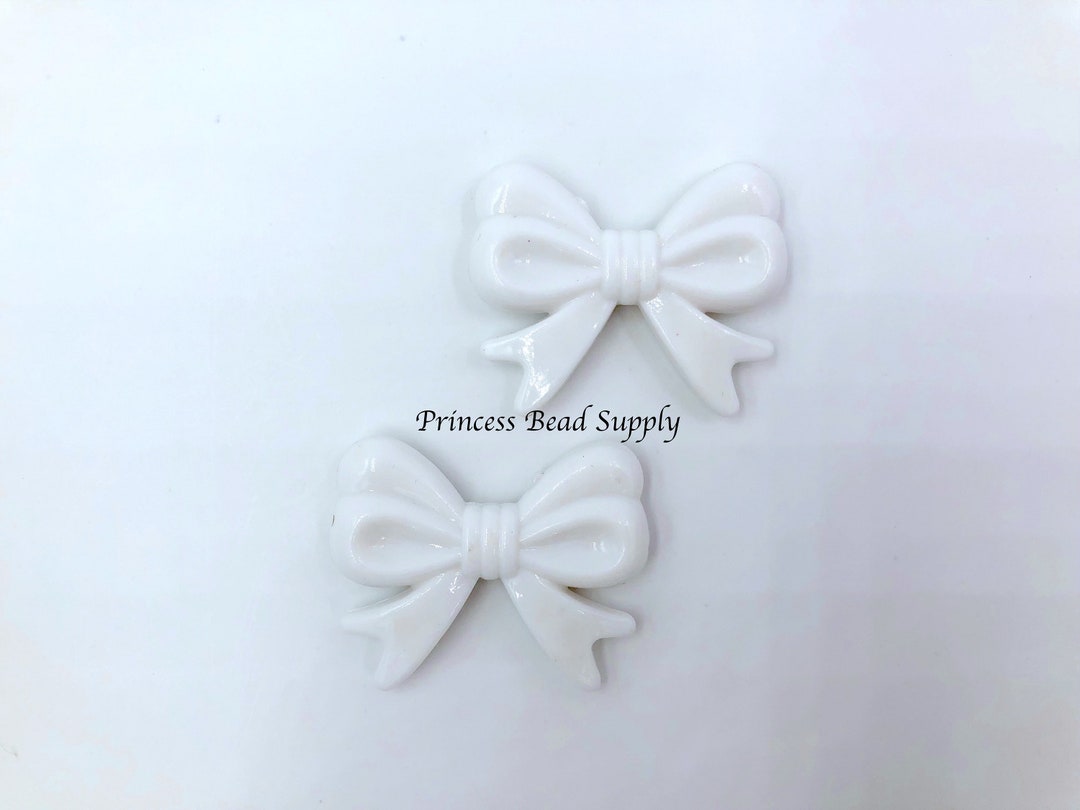 One White Bow Beads, 36mm X 46mm - Etsy