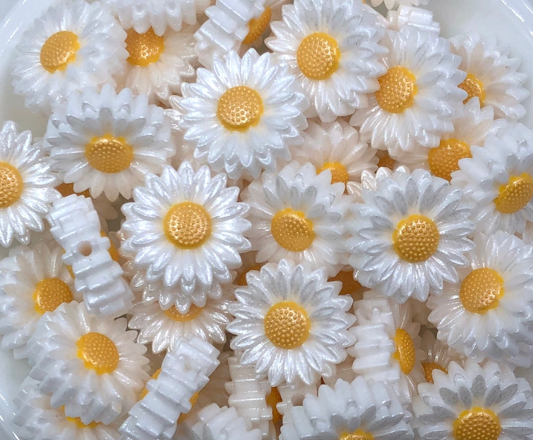 22mm White OPAL Daisy Silicone Focal Beads - Etsy