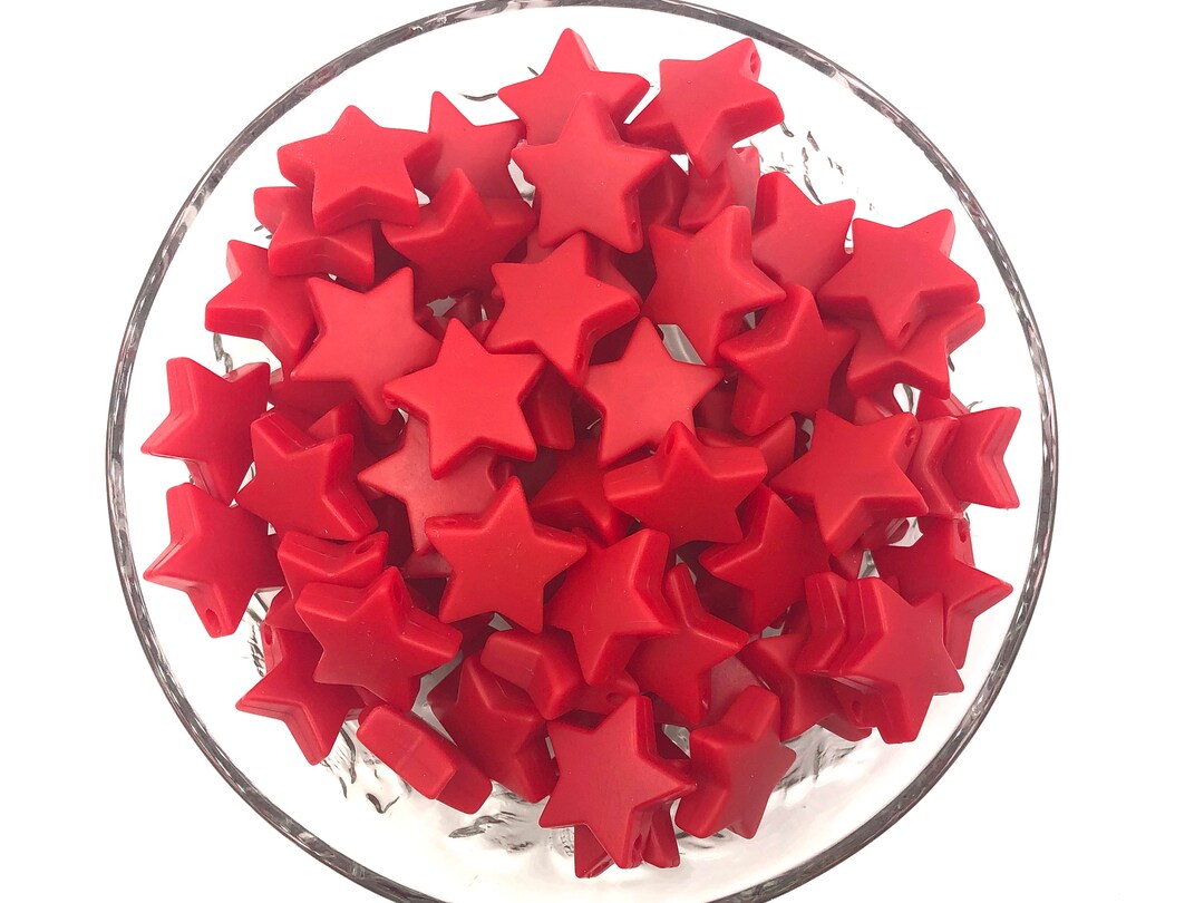 25mm Red Star Silicone Bead, 25mm Star Bead, Silicone Star Beads ...