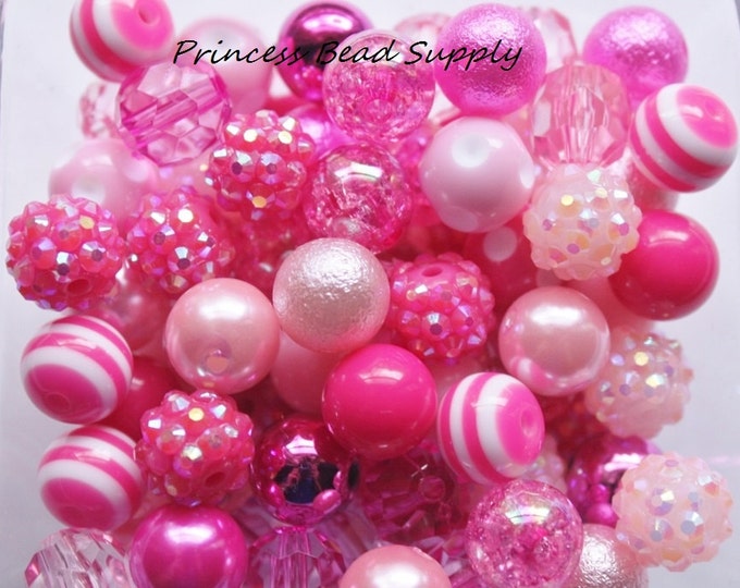 Shades of Pink 12mm Bead Mix, 100 12mm Chunky Bulk Beads, 12mm Bulk ...