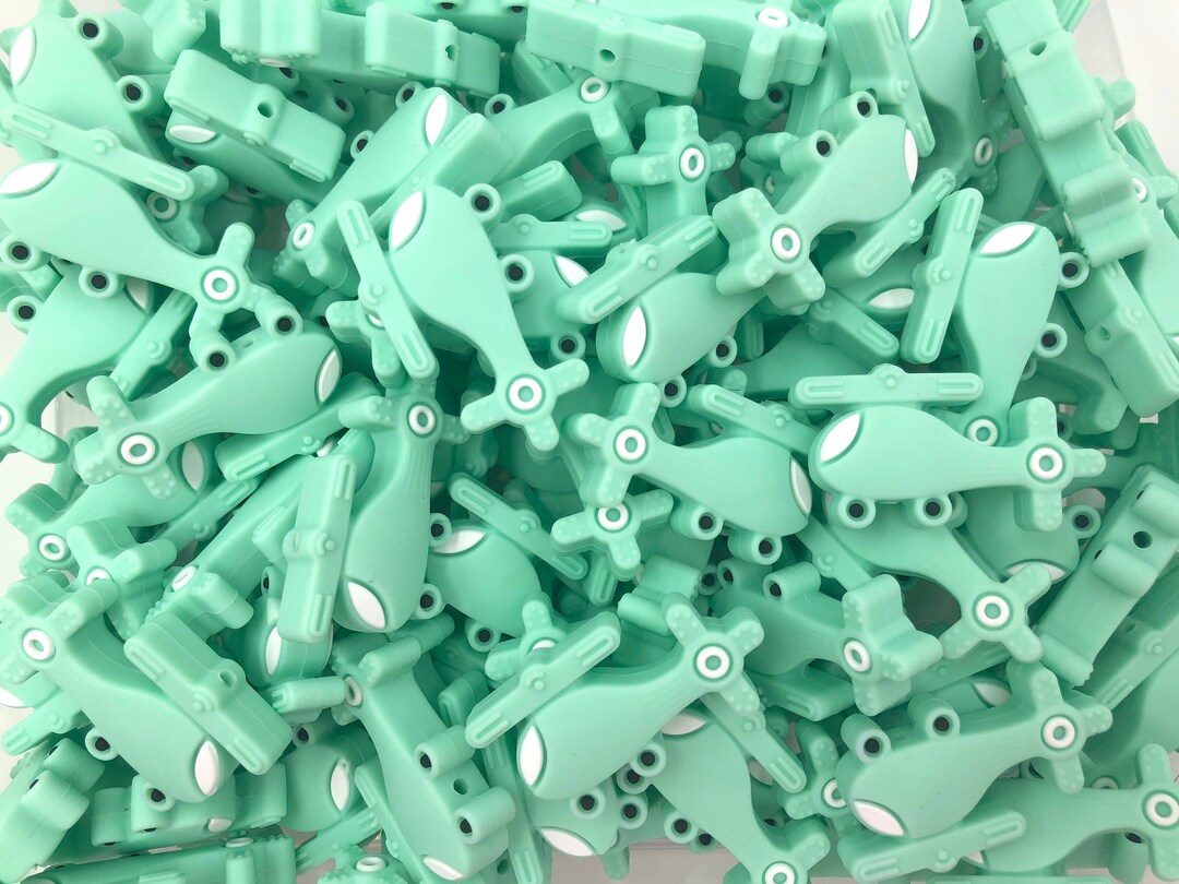 Mint Helicopter Silicone Focal Beads, Helicopter Shaped Silicone Beads ...