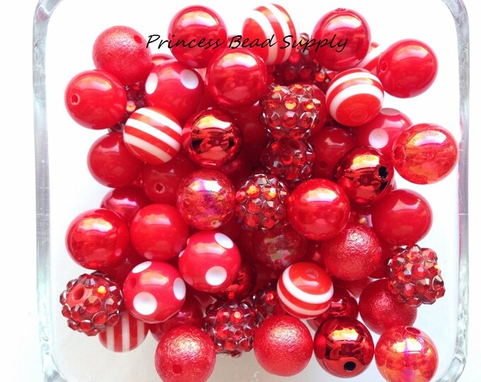 Red 12mm Bead Mix 100 12mm Chunky Bulk Beads 12mm Bulk Bead - Etsy