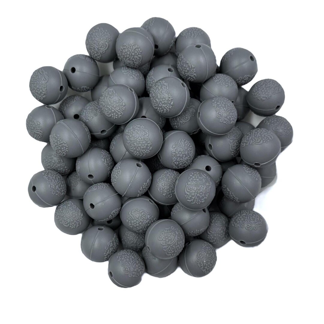15mm Dark Gray Embossed Silicone Beads - Etsy