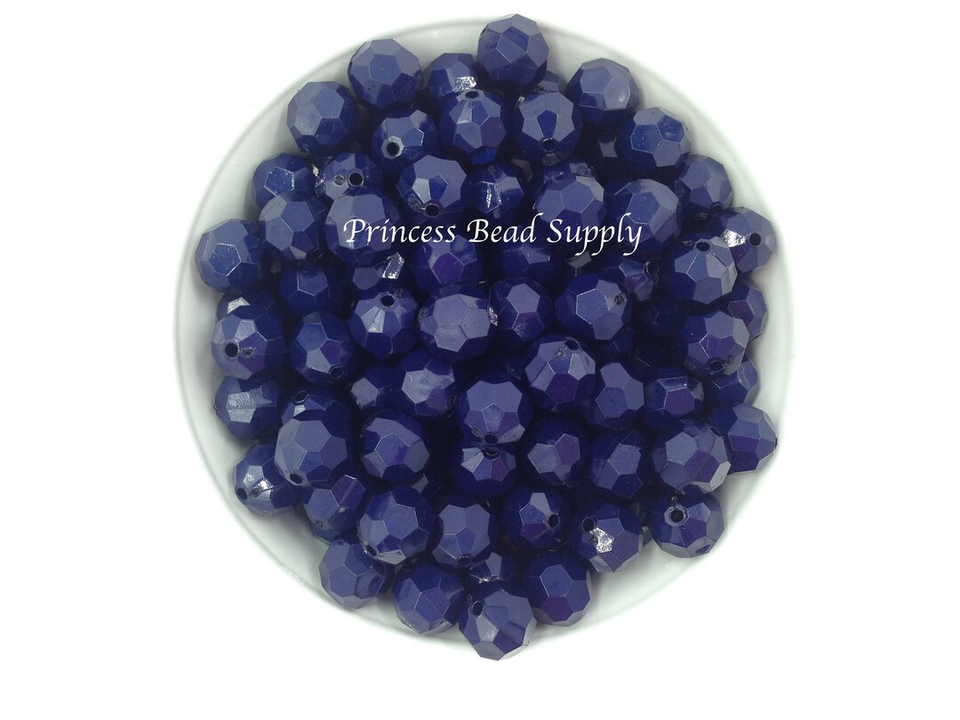 12mm Navy Blue Faceted Chunky Beads Set of 20 or 50, 12mm Navy Beads ...