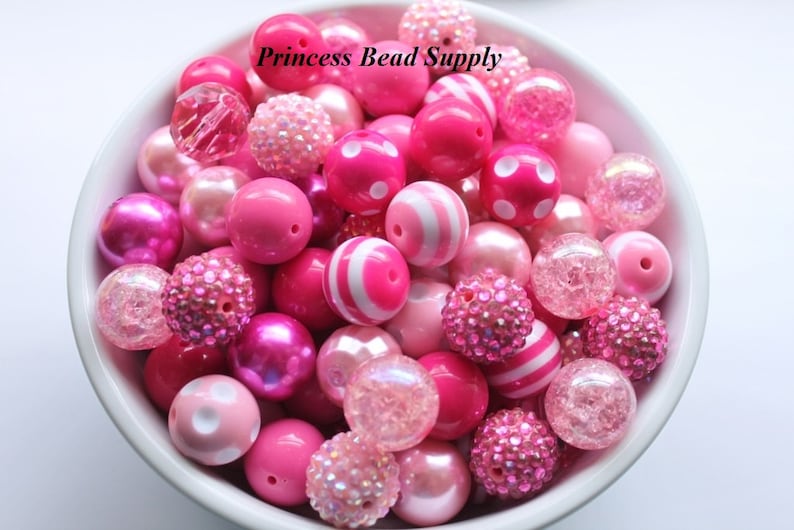 50 or 100 Pink 20mm Chunky Bulk Beads Bulk Bead Mix - Etsy