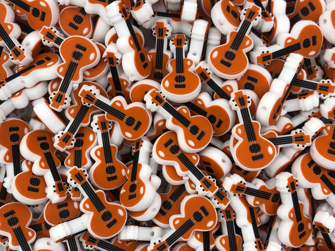 Guitar Silicone Focal Beads, Guitar Shaped Focal Silicone Beads, Music ...