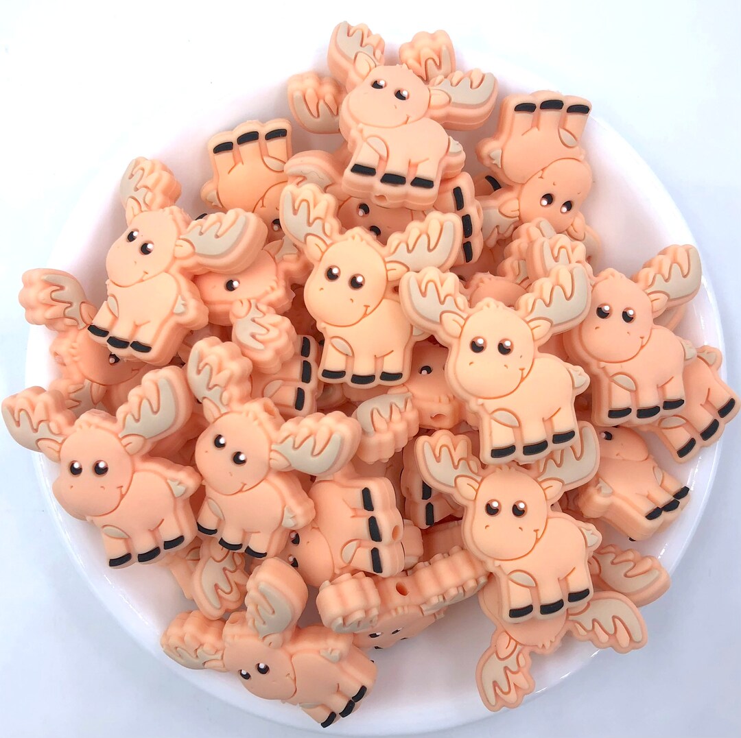Peach Moose Silicone Beads Moose Silicone Beads Moose Shaped - Etsy