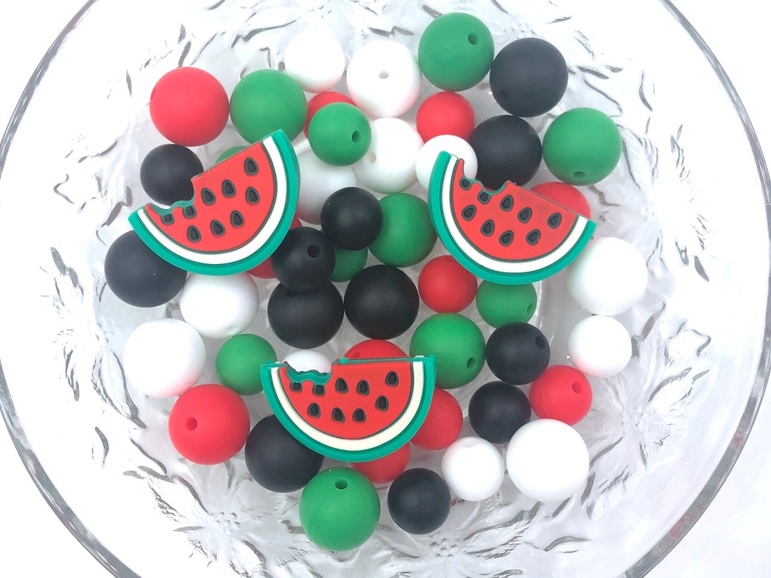 Focal Bead Mix, Red Watermelon Picnic Silicone Bead Mix, Watermelon Mix ...