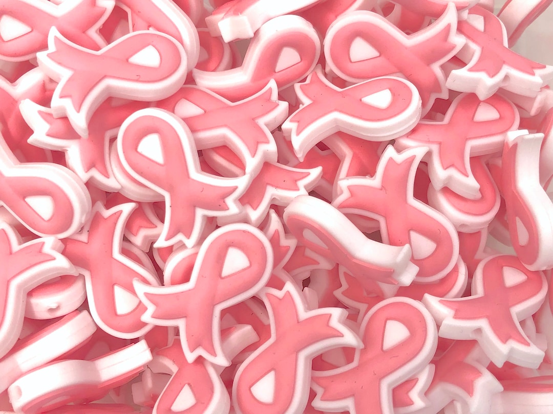 Light Pink Ribbon Silicone Focal Beads, Ribbon Shaped Silicone Beads ...