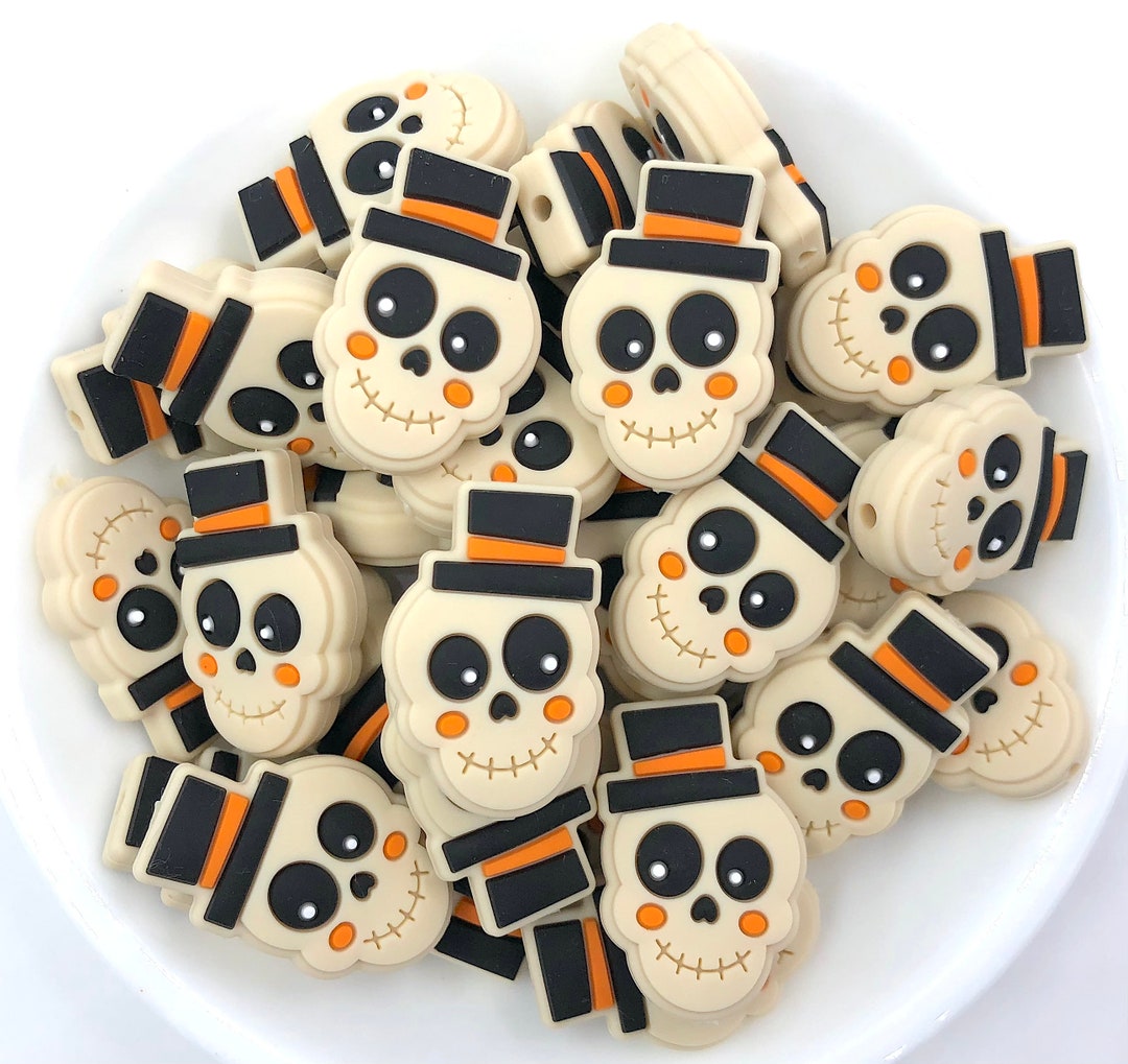 Beige Skeleton Head Silicone Focal Beads - Etsy