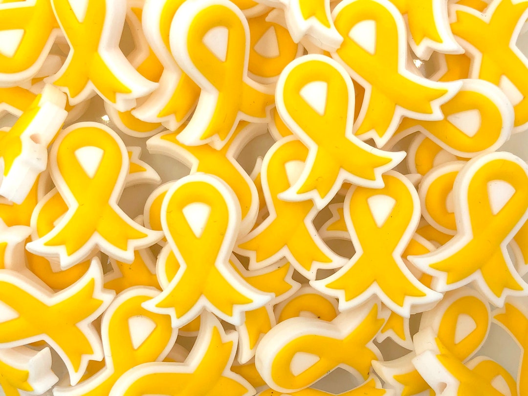 Yellow Ribbon Silicone Beads Ribbon Silicone Focal Beads, Awareness ...