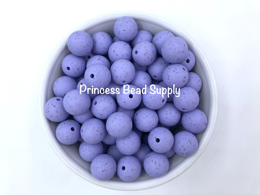15mm Periwinkle Speckled Silicone Beads, Round Silicone Beads, Silicone ...
