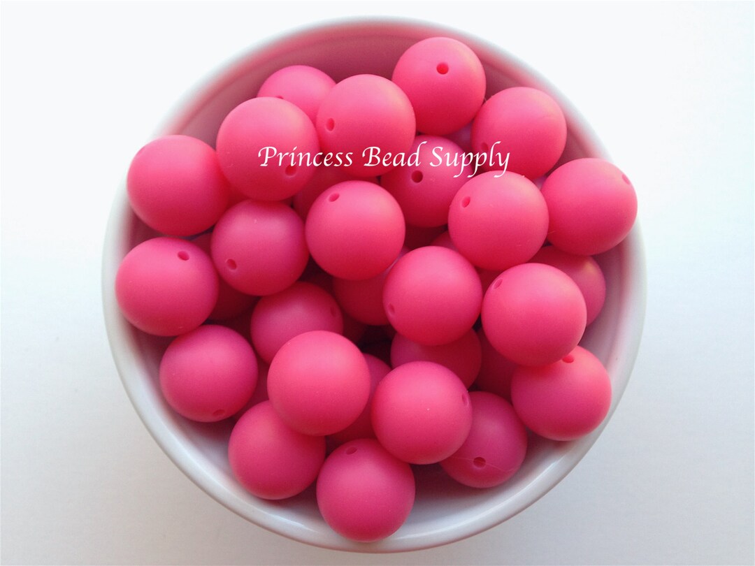 19mm Light Hot Pink Silicone Beads, Set of 5 or 10, Silicone Beads ...