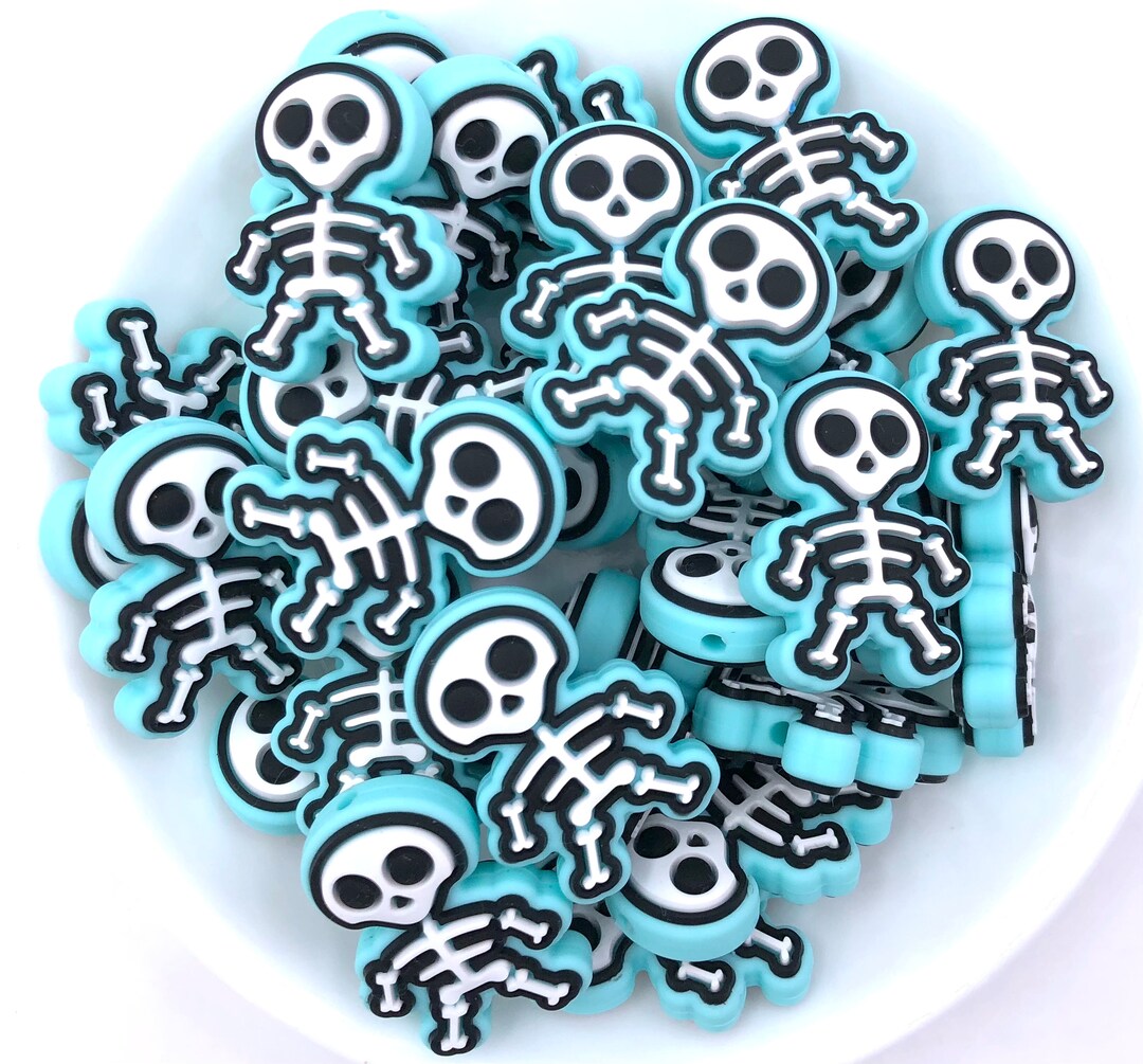 Aqua Full Body Skeleton Shaped Silicone Focal Beads, Skeleton Beads ...