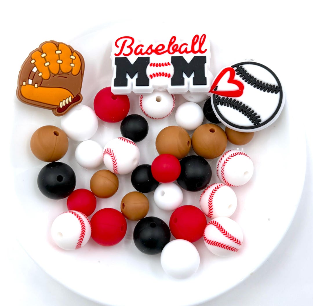 Baseball Focal Bead Mix, Baseball Mix Silicone Beads, Focal Bead Mix ...