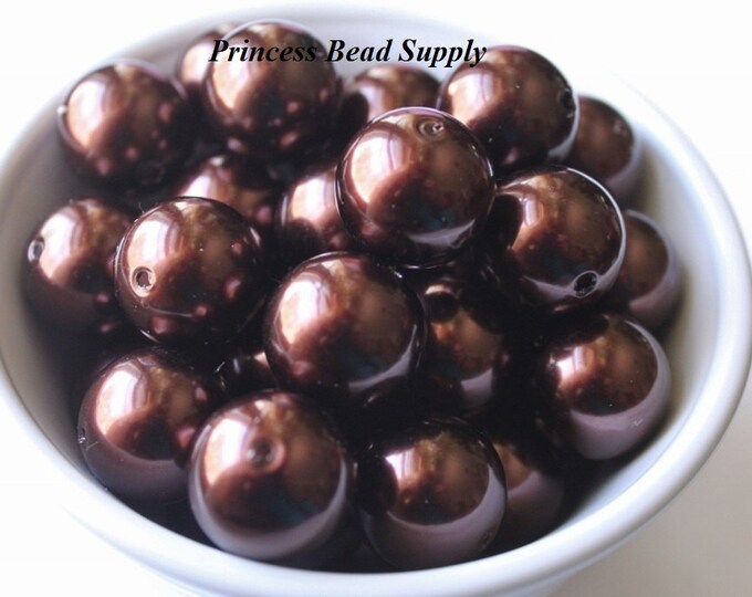 20mm Dark Brown Pearl Chunky Beads Set of 10, Beads, Acrylic Beads - Etsy